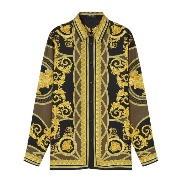 Versace | Shirts | Classic Baroque Print Silk Shirt For Men | Poshmark